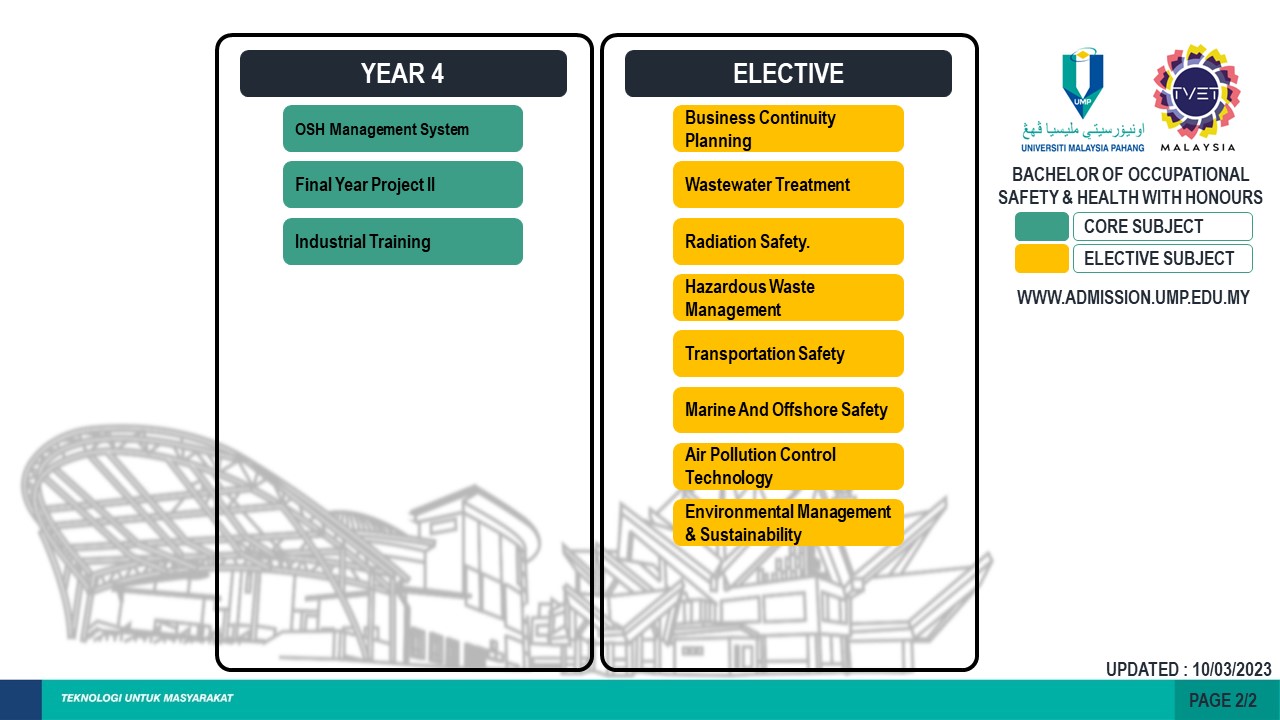 UMP Admission - Bachelor of Occupational Safety & Health With Honours